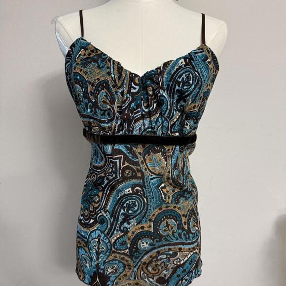 Fashion Bug | Tops | Y2k Blue And Brown Paisley Print Fashion Bug Fairy ...